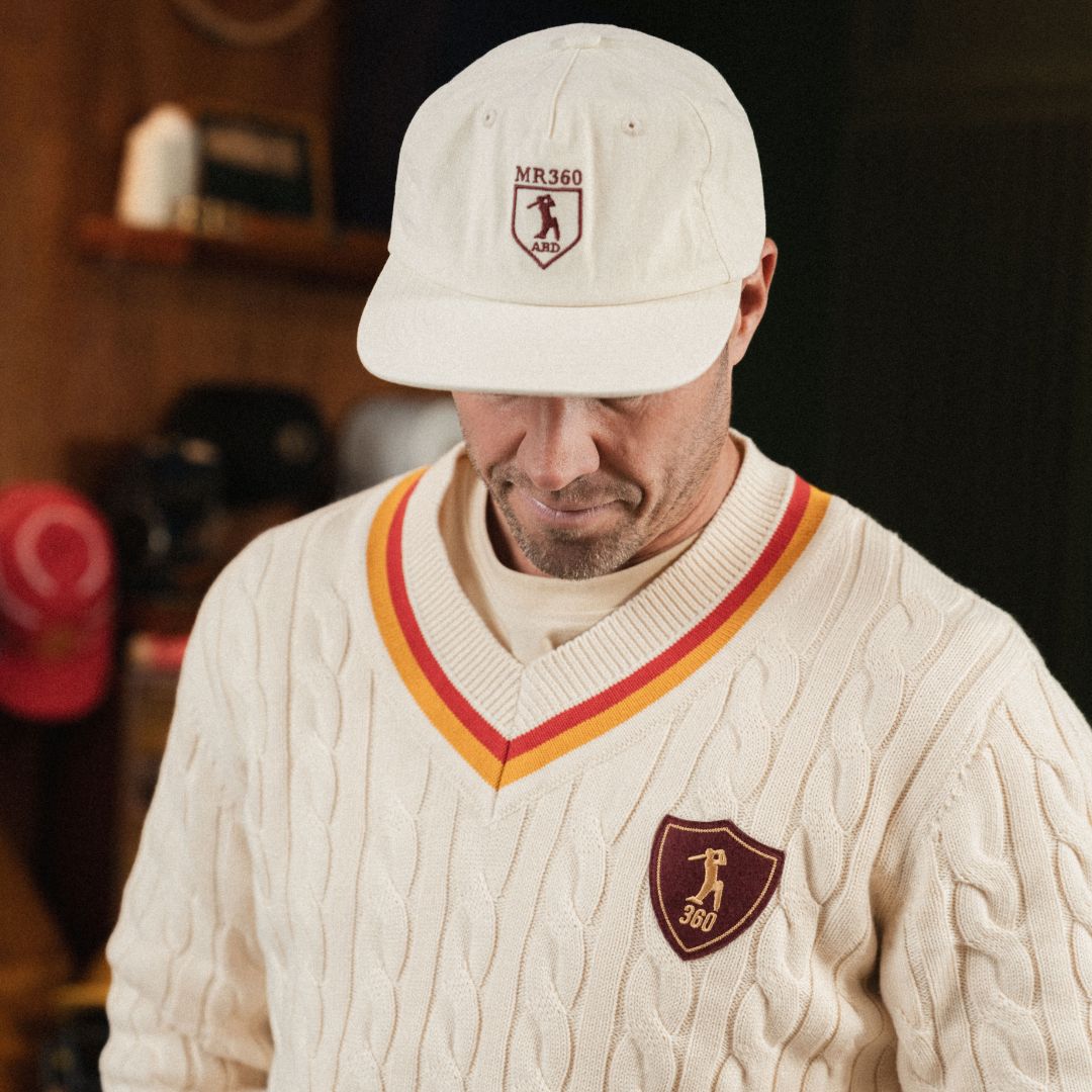 AB de Villiers 360 Crest Traditional Cap Plain Ivory – Old School India